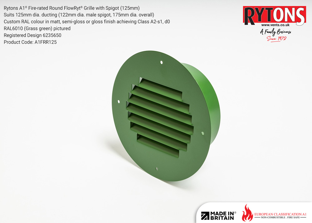 QUOTE: Rytons A1® Fire-rated Round FlowRyt® Grille with Spigot (125mm ...