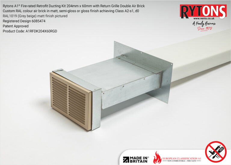 Rytons A1® Fire-rated Retrofit Ducting Kits 204mm x 60mm with Double ...