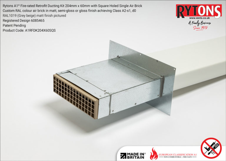 Rytons A1® Fire-rated Retrofit Ducting Kits 204mm x 60mm with Single ...